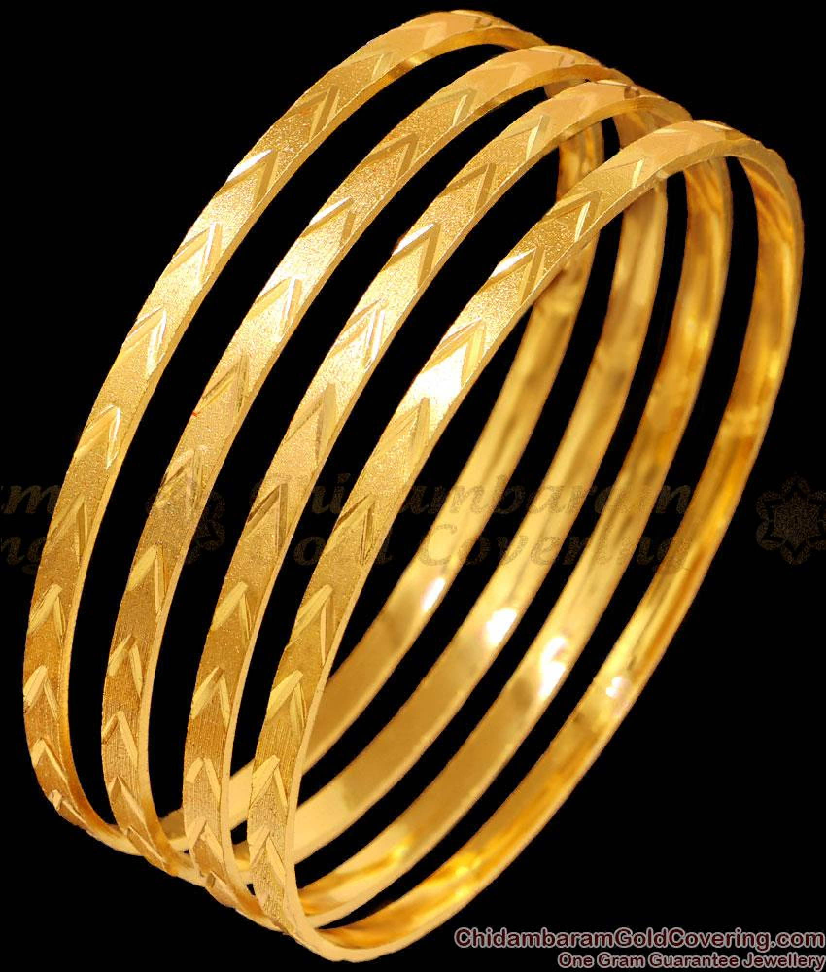 BR2482-2.4 Size One Gram Gold Daily Wear 4 Pc Bangle Designs