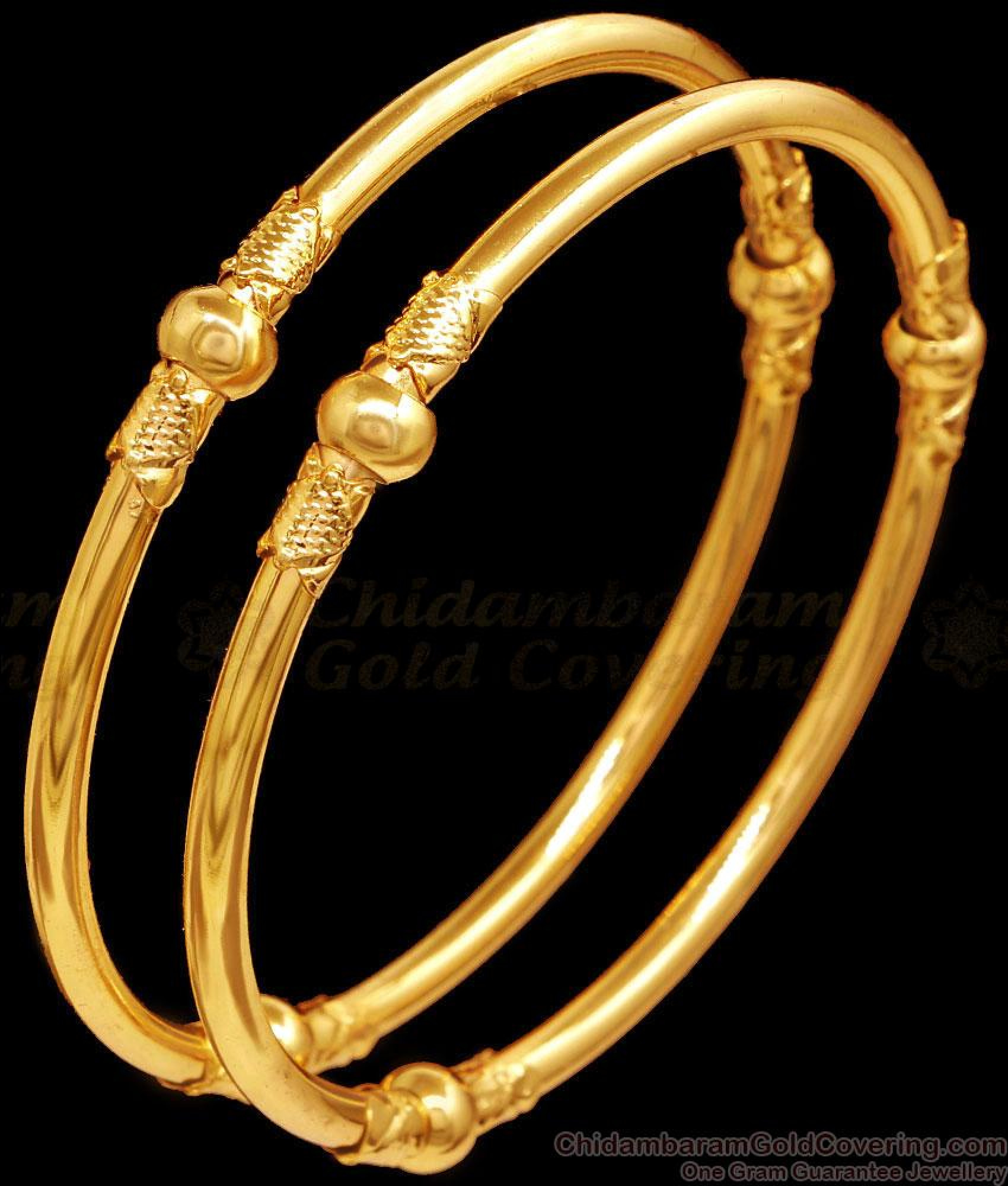 BR2495-2.10 Size Pure Gold Tone Bangle Ball Design Without Stone