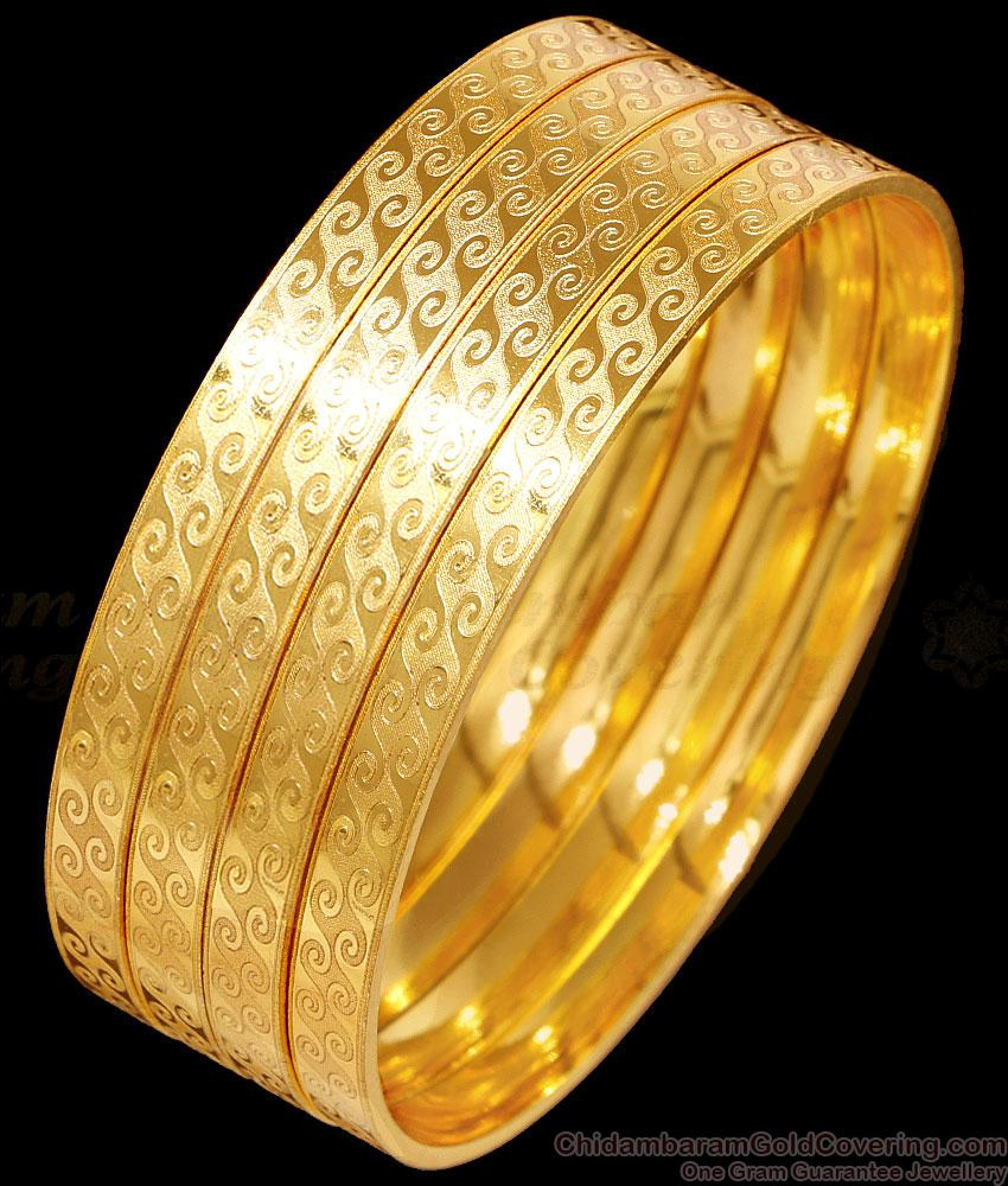BR2499-2.4 Size Latest 4 Set Micro Polished Gold Plated Bangles