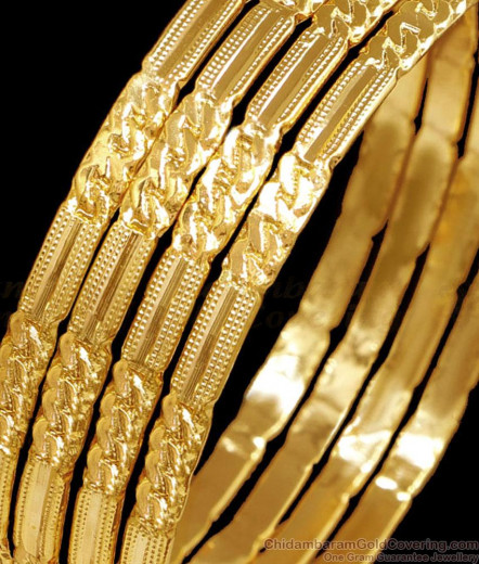 Gold Plated Plain Design Bangles, Chidambaram Gold Covering Regular ...