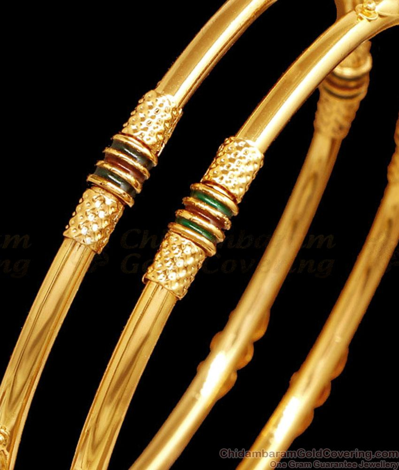 BR2512-2.4 Size Elegant Gold Imitation Fancy Bangle Enamel Pattern