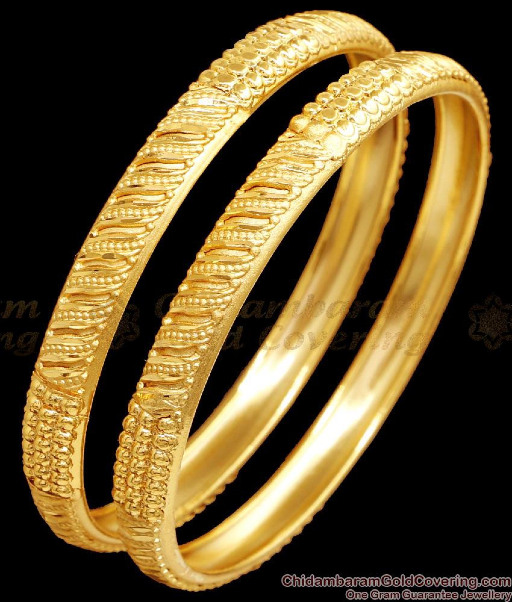 BR2560-2.4 Set Of Two Premium Quality Gold Imitation Bangle Bridal Jewelry