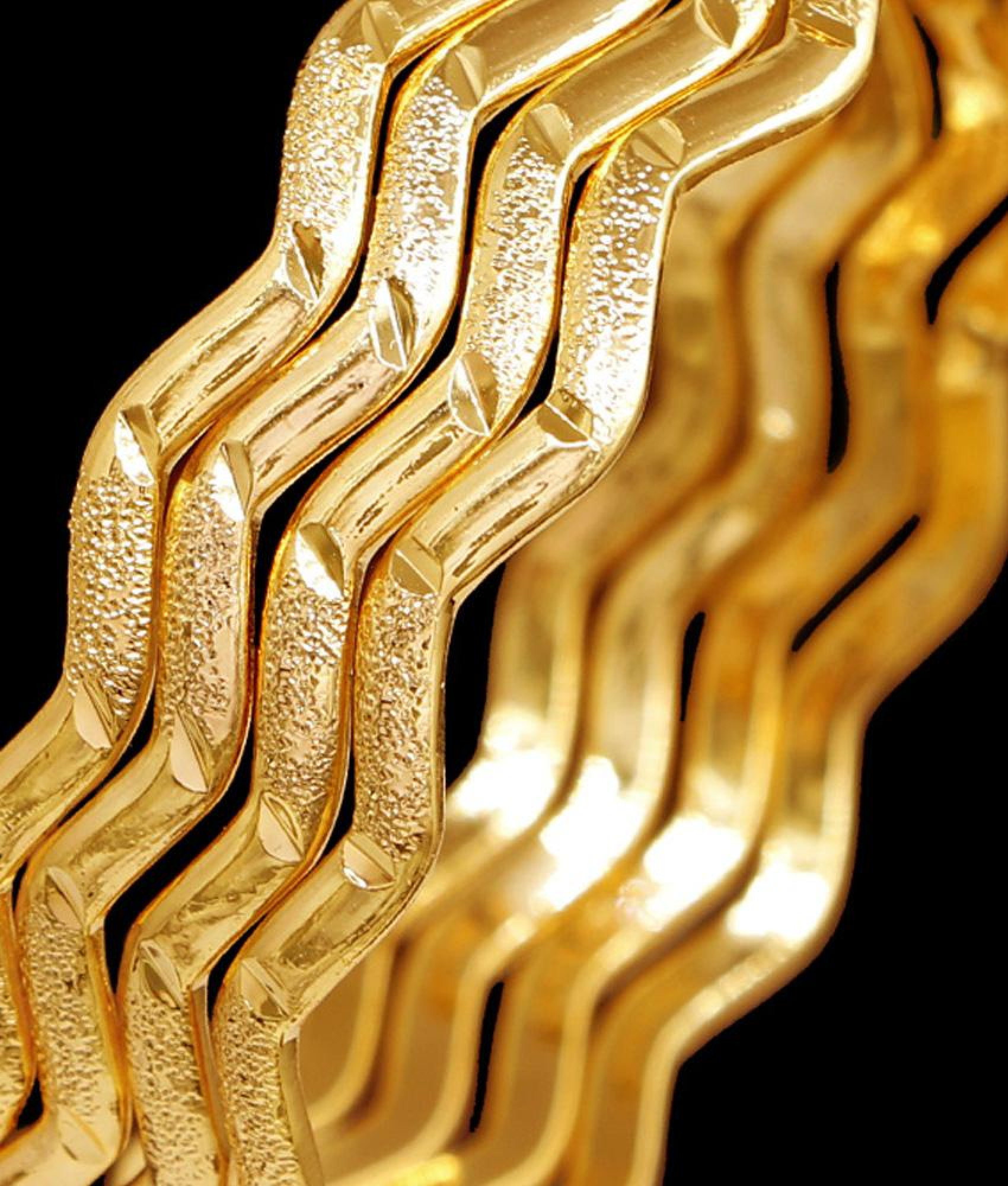 BR2567-2.6 Size Set Of Four 24Kt Gold Imitation Zig Zag Bangle Design