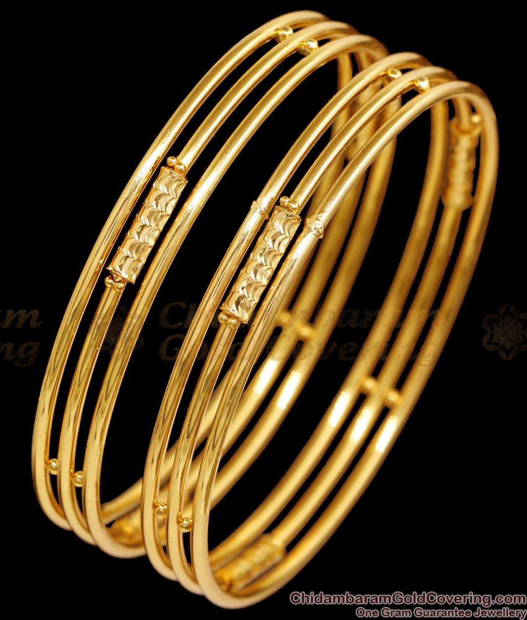 BR2571-2.4 Simple 3 Line Micro Gold Plated Bangle Design Online