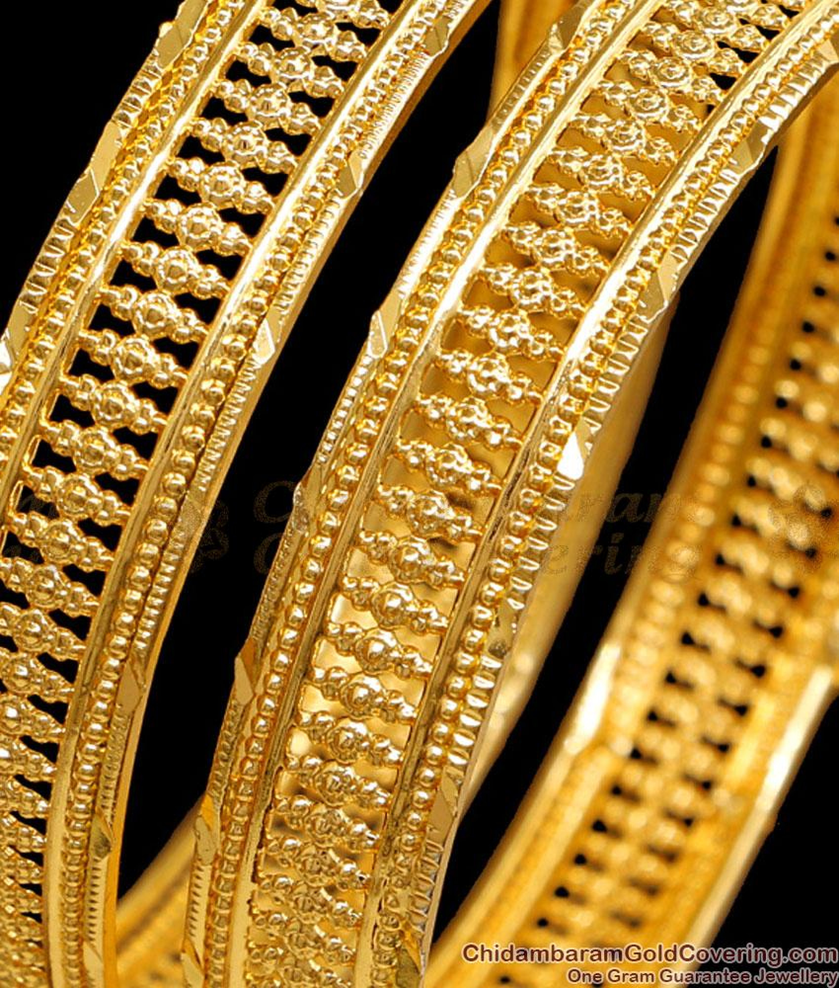 BR2604-2.4 Broad Kerala Pattern Micro Gold Plated Bangle For Marriage