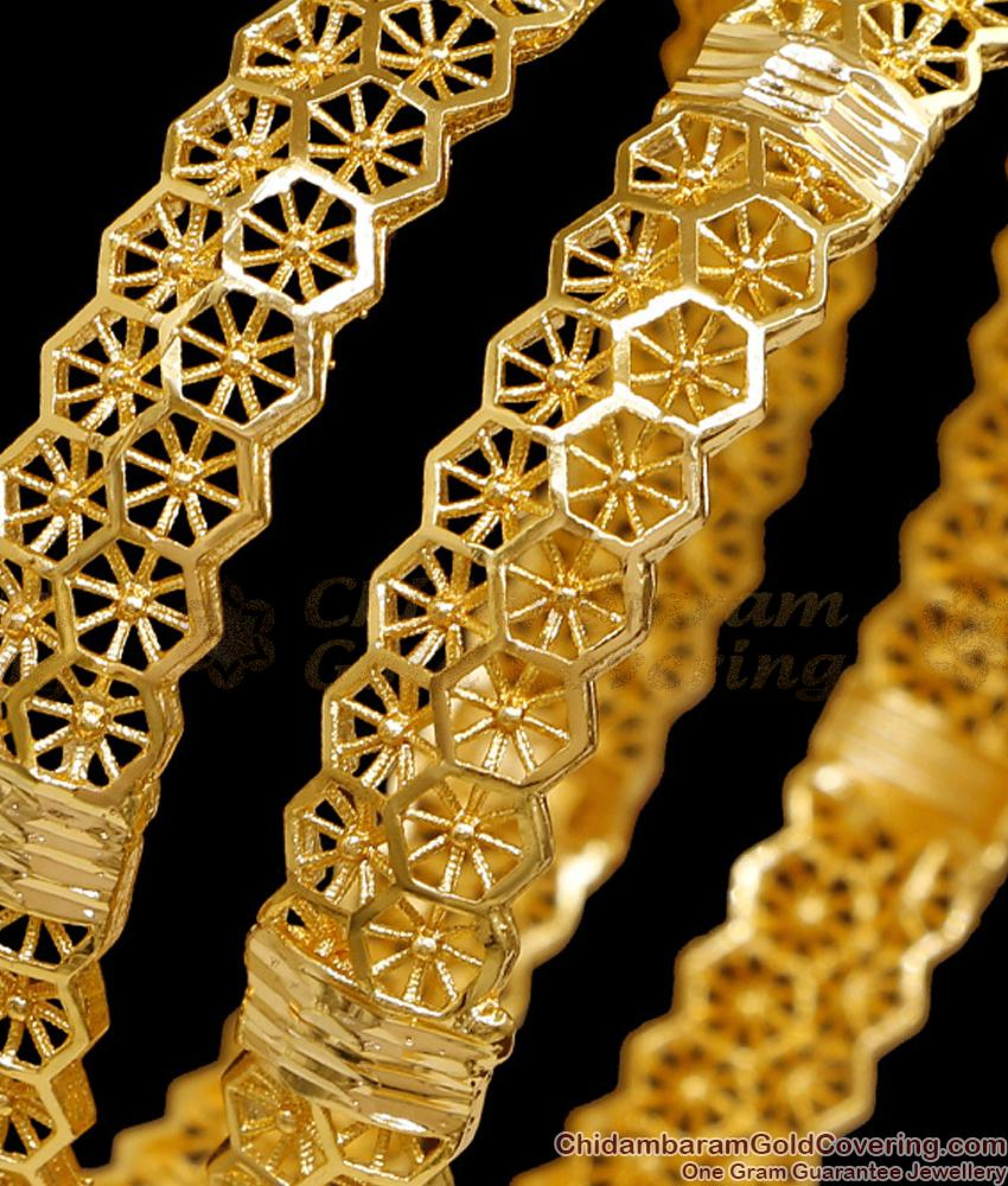 BR2608-2.4 Set Of Two Trendy Geometric Shaped Gold Bangle Designs For Women