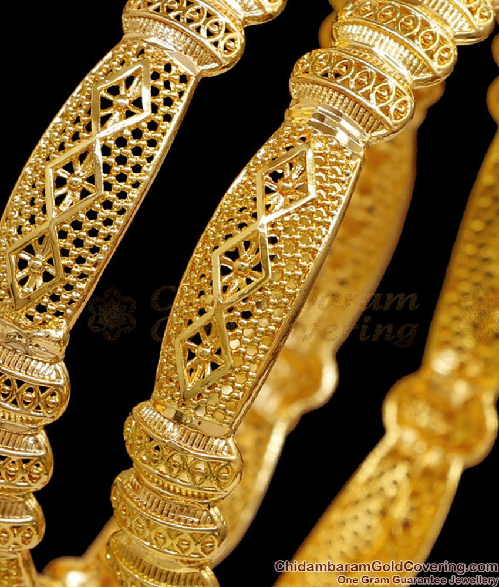 BR2609-2.8 Set Of Two Attractive 1 Gram Gold Bangle Wedding Jewelry For ...