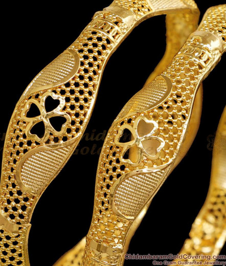 Gold Plated Plain Design Bangles, Chidambaram Gold Covering Regular ...