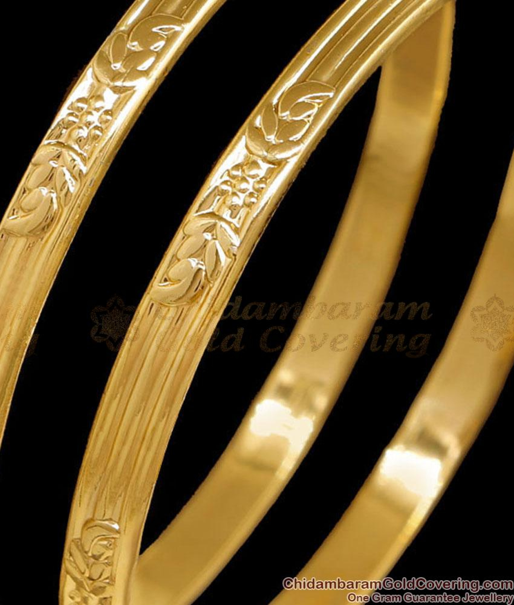 BR2683-2.4 Size Original Impon Panchaloha Leaf Design Bangle Without Stone