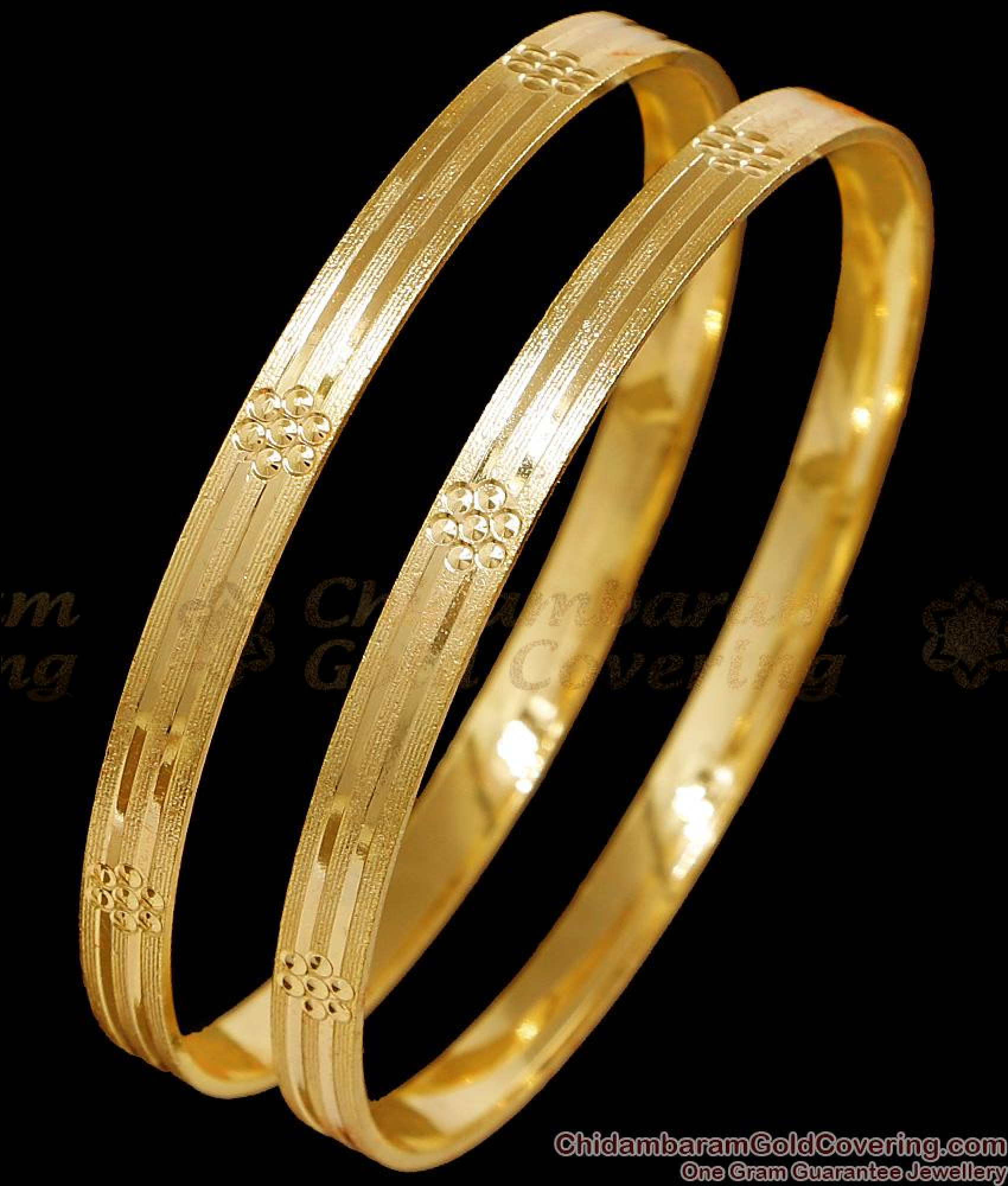 BR2724-2.4 Size Set Of Two Micro Gold Plated Plain Bangle For Daily Use