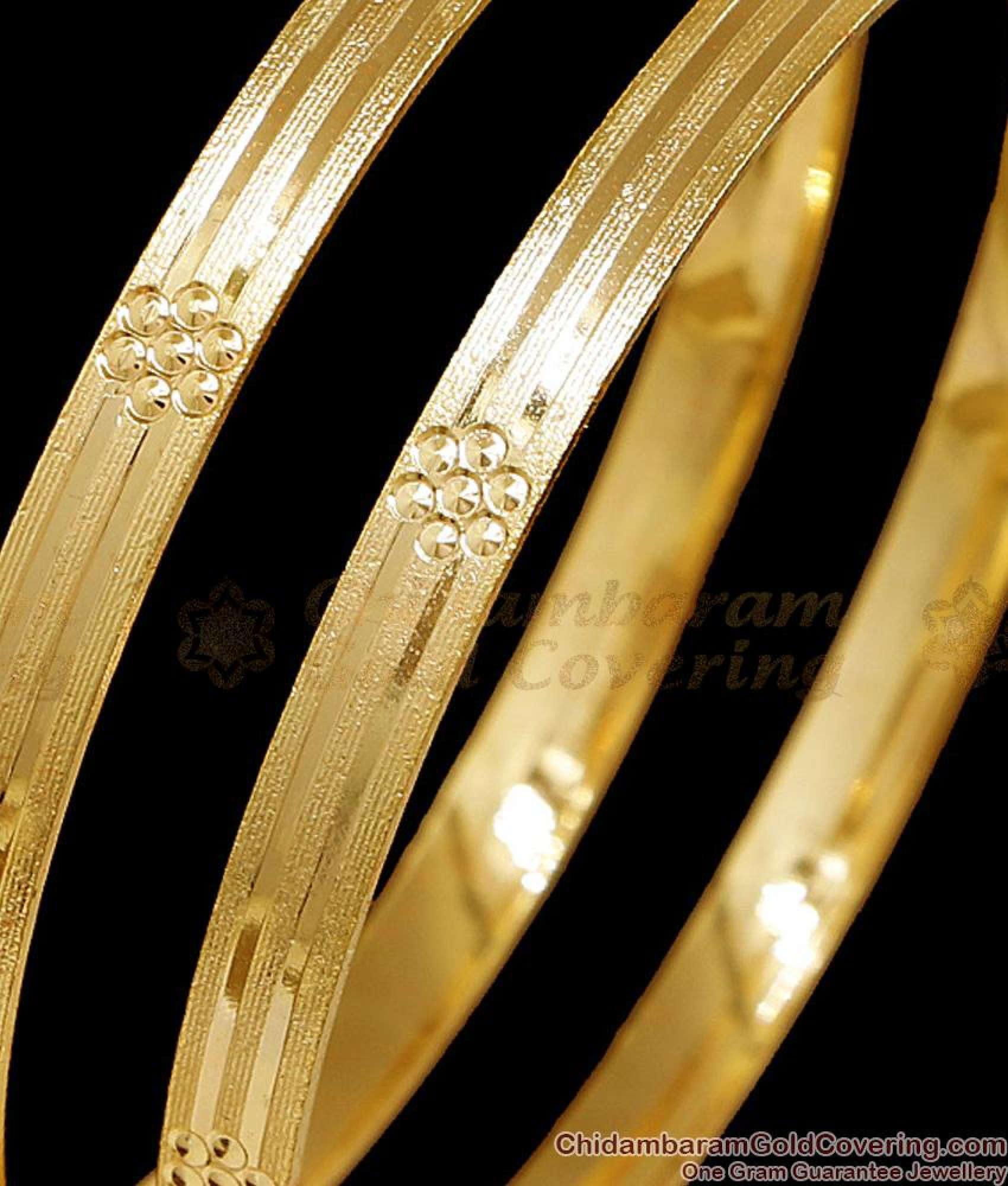 BR2724-2.4 Size Set Of Two Micro Gold Plated Plain Bangle For Daily Use