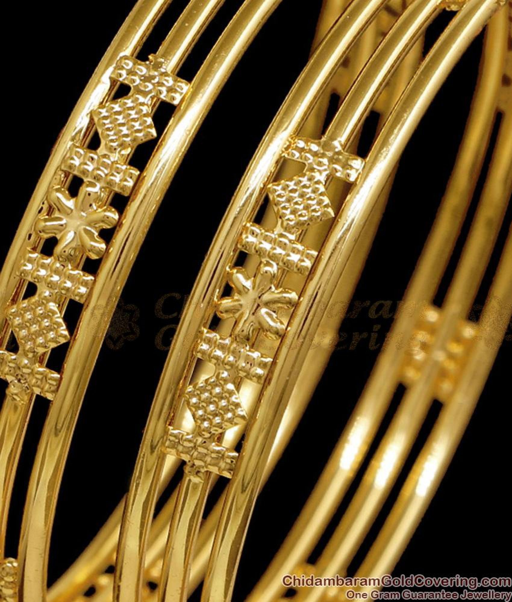 BR2730-2.4 Size Pure Gold Tone 3 Line Plain Bangle Designs Shop Online