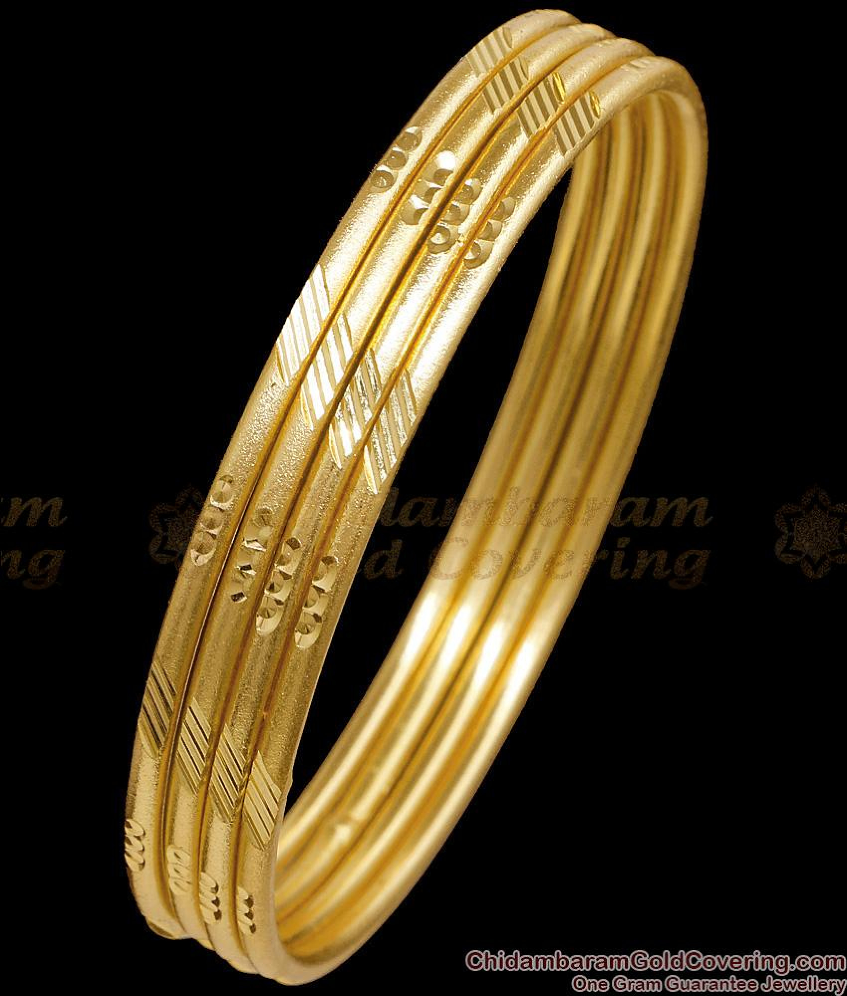 BR2782-2.4 Size Set Of Four Real Gold Design Bangle Matt Finish Design
