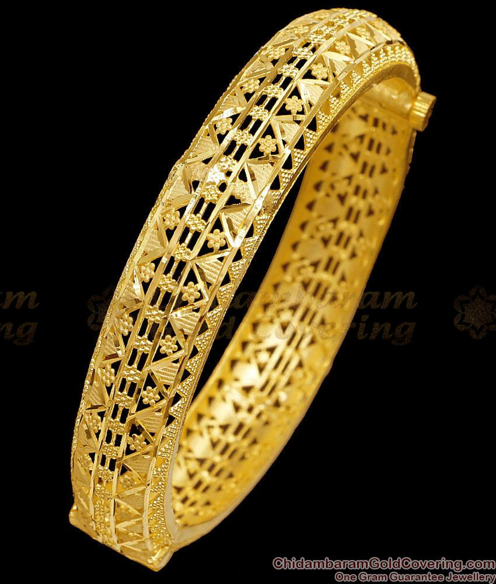 BR2799-2.4 Size 22K Gold Imitation Screw Back Kada Bangle Bridal Wear ...