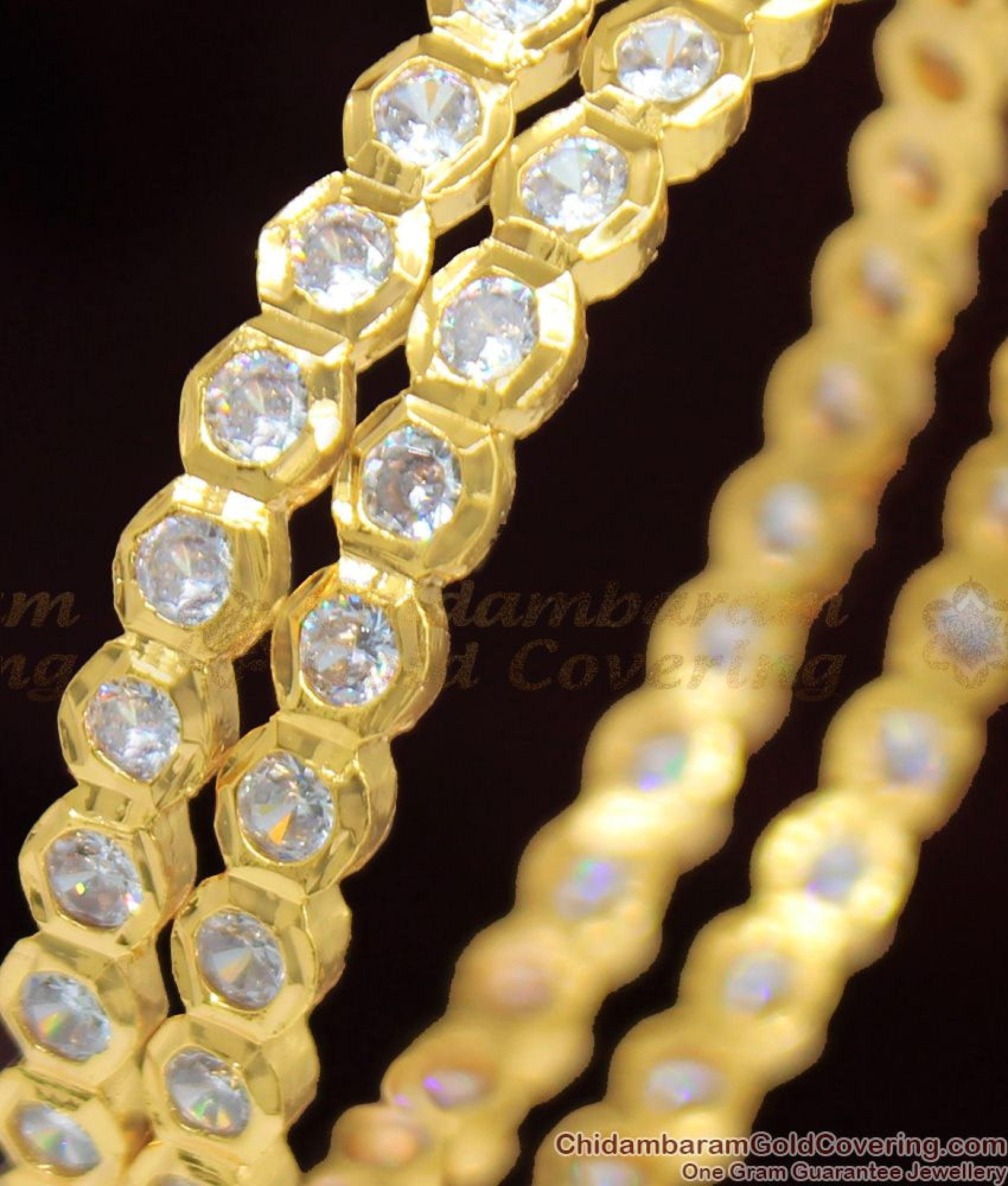 BR1034-2.4 Grand Full White Diamond Impon Traditional Gold Bangle ...