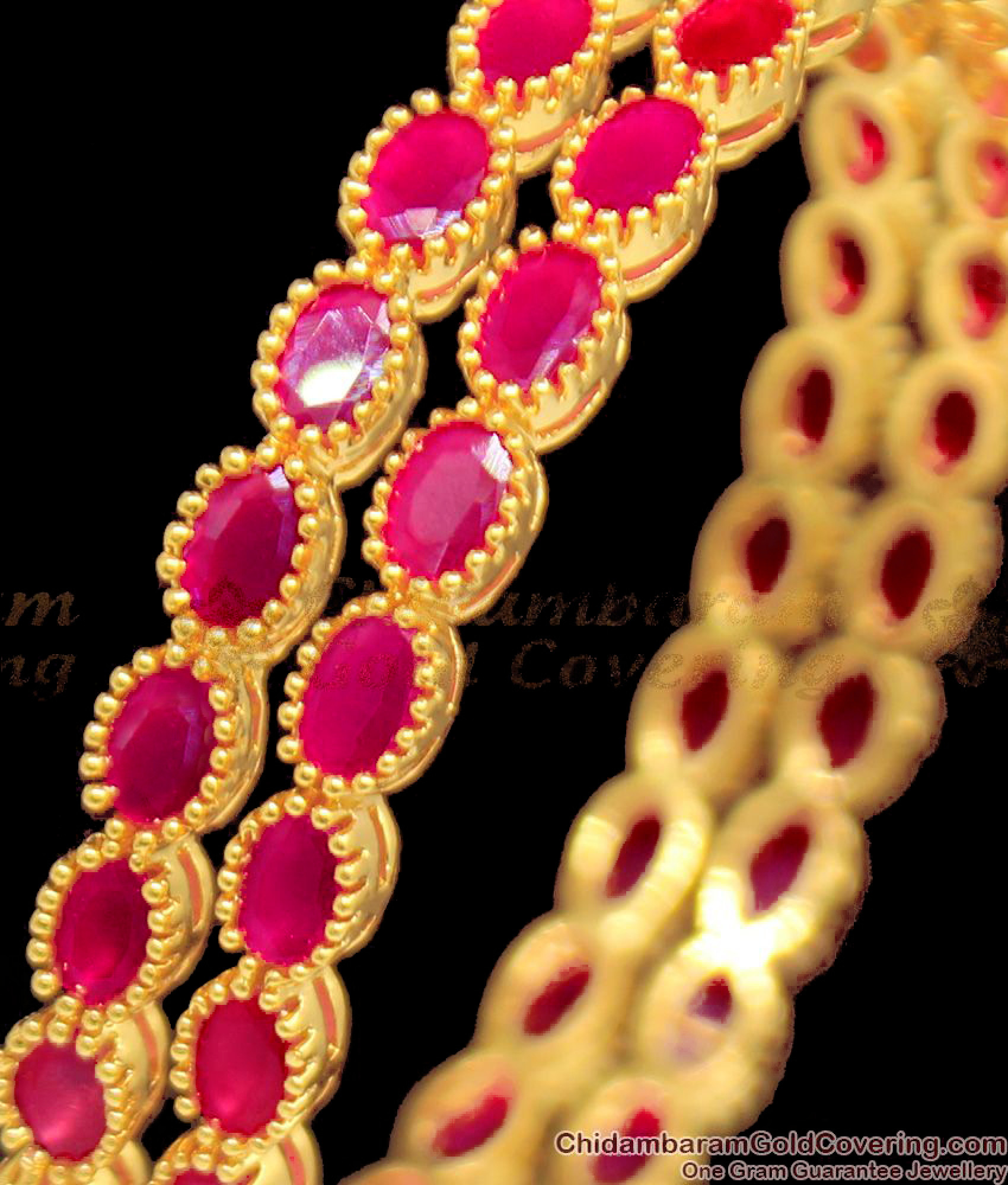 BR1049-2.4 Sparkling Full Ruby Stone Bollywood Design Gold Bangles New ...
