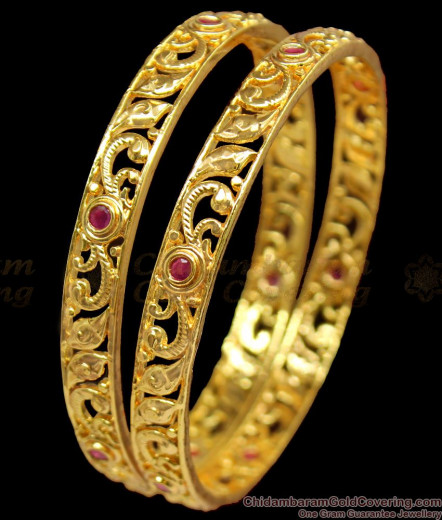 BR1005-2.6 Size Flower Design Broad Kada Screw Type Bangles
