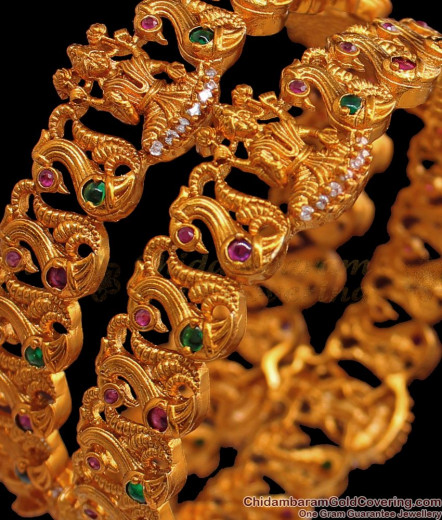 Premium Nagas Collections Antique Bangles | Temple Jewery