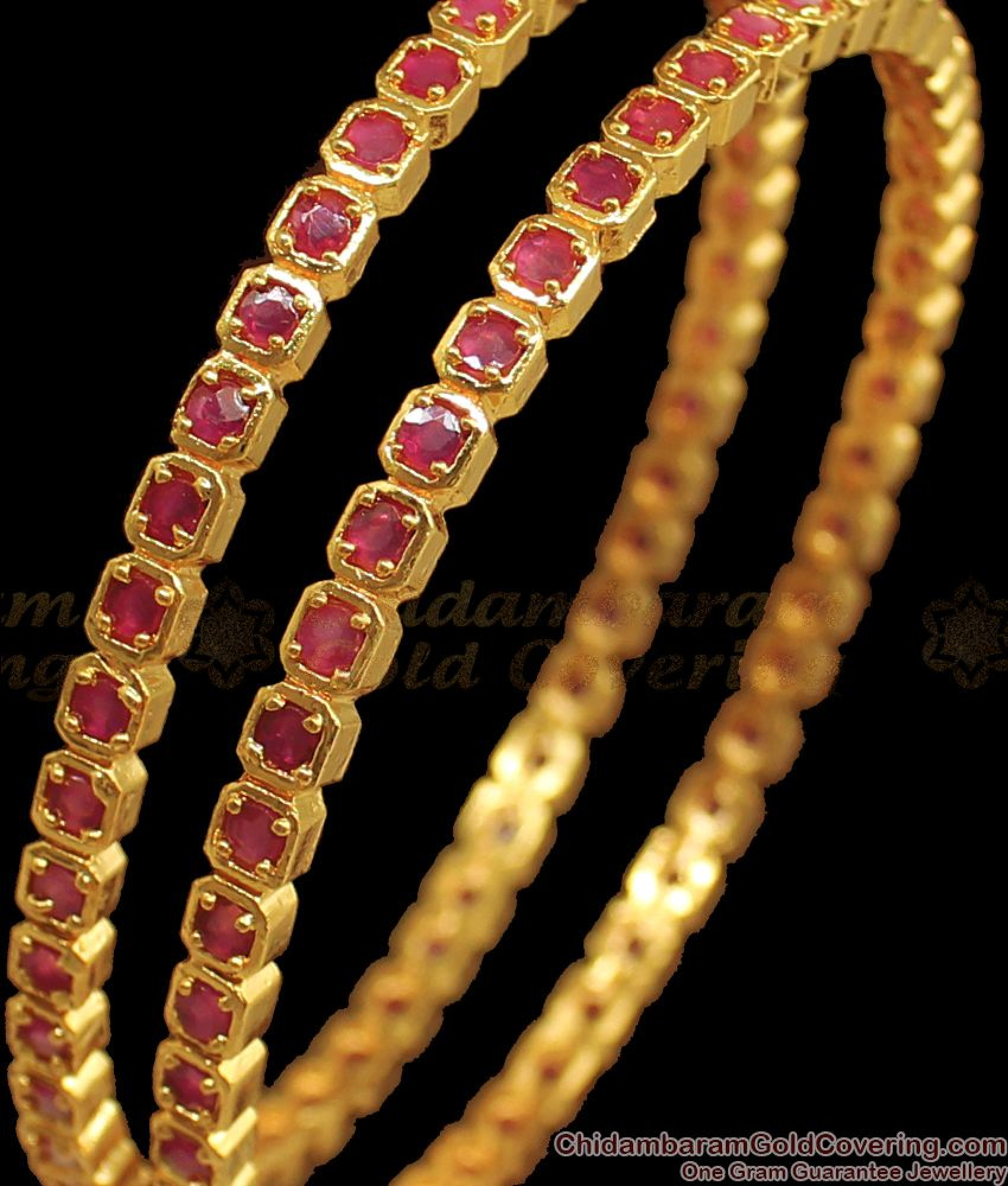 Grand Ruby Stone Trendy Impon Design Gold Bangle Collections for Party ...