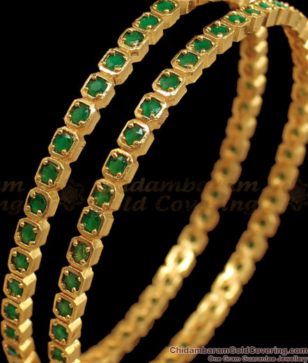 One Gram Gold Stone Bangles | Chidambaram Gold Covering Stone Bangles ...