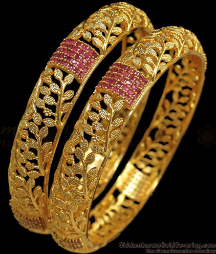 BR1005-2.6 Size Flower Design Broad Kada Screw Type Bangles
