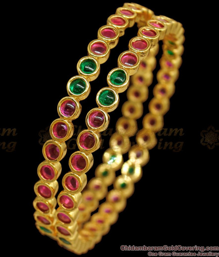 One Gram Gold Stone Bangles | Chidambaram Gold Covering Stone Bangles ...