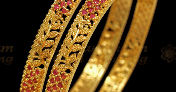 BR1790-2.8 Modern Ruby Stone Bangle Design One Gram Gold Jewelry
