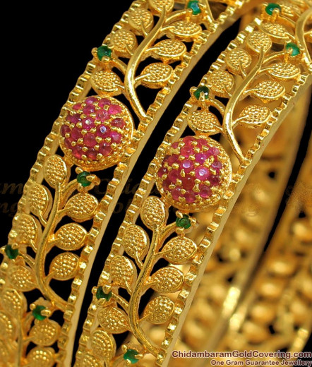 One Gram Gold Stone Bangles | Chidambaram Gold Covering Stone Bangles ...