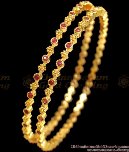 One Gram Gold Stone Bangles | Chidambaram Gold Covering Stone Bangles ...