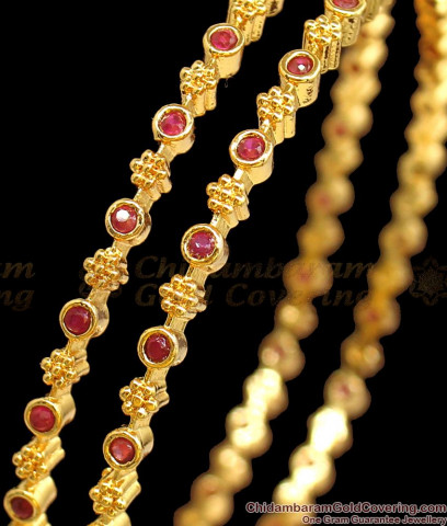 BR1794-2.4 Navaratna Stone Bangles South Indian One Gram Gold Jewelry