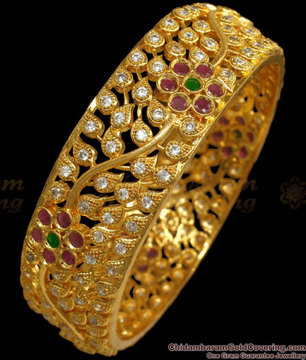 BR1794-2.8 Navaratna Stone Bangles South Indian One Gram Gold Jewelry