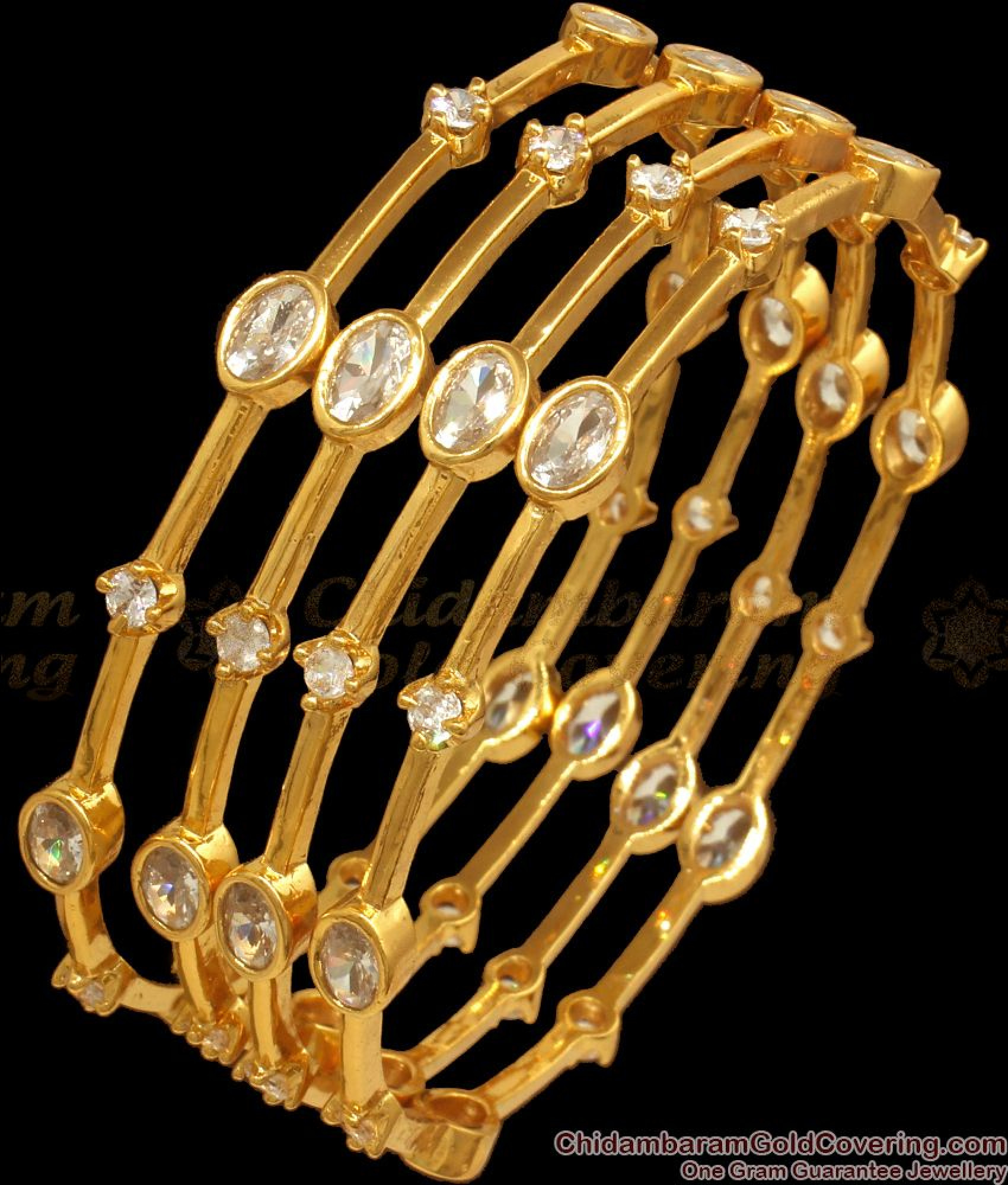 BR1940-2.4 Pretty White Kemp Stone Gold Bangles