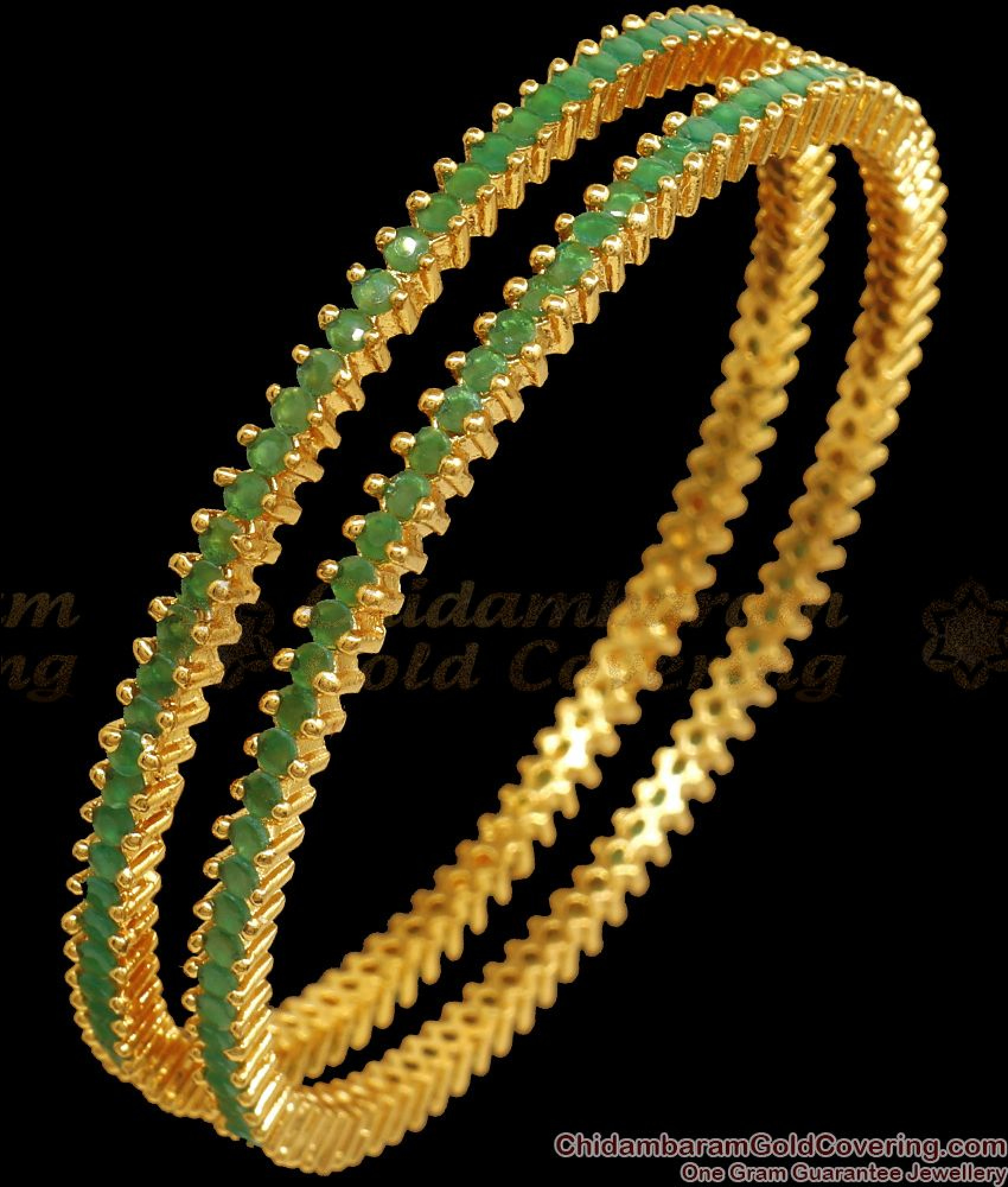 Buy Emerald Stone Gold Plated Bangle Collection For Function