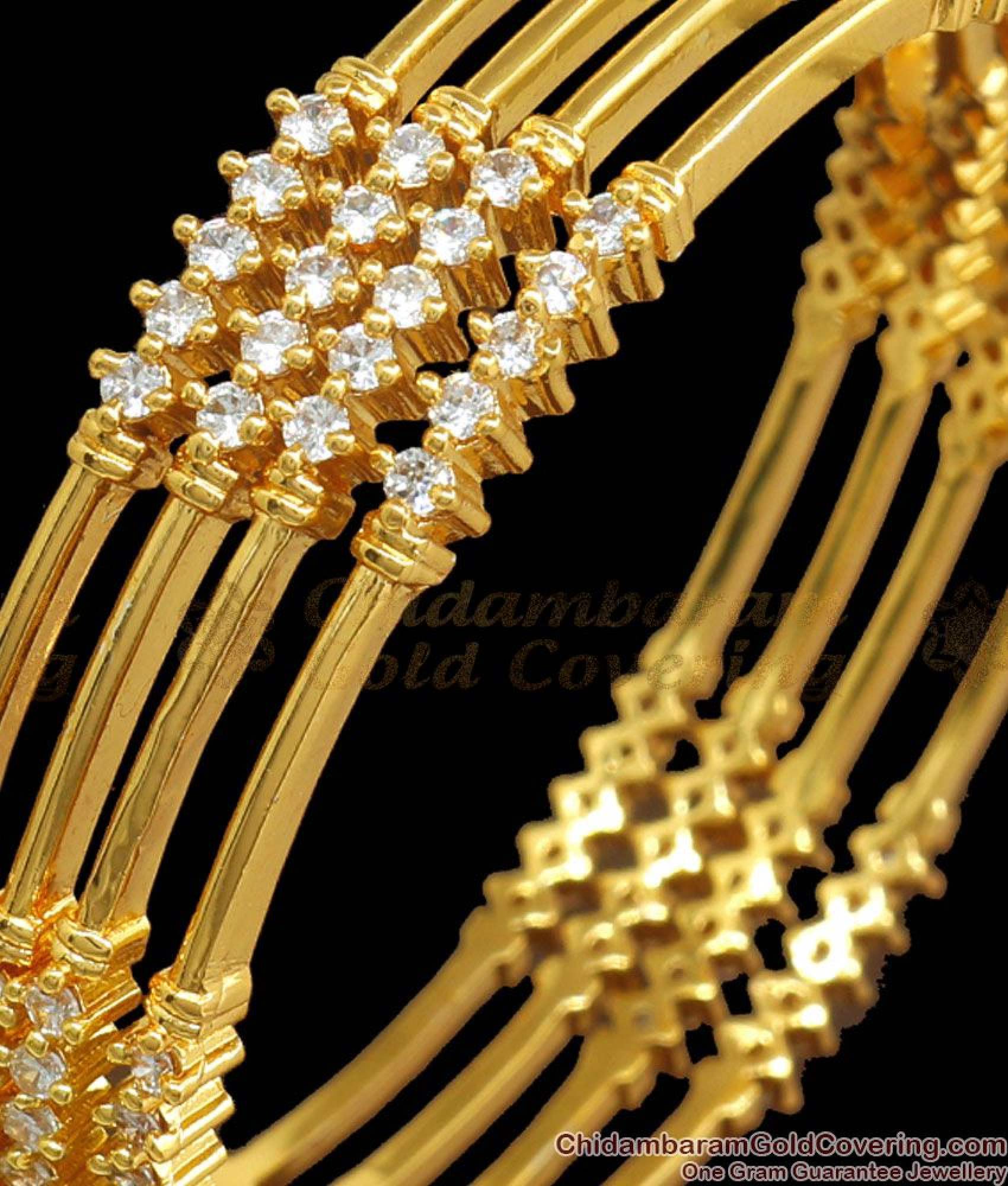 BR1976-2.10 Set of Four Diamond Collections White Stone Bangles For ...