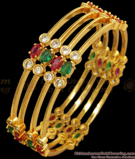 BR1601-2.4 Gorgeous Full Ruby Stone Gold Bangles Bridal Wear