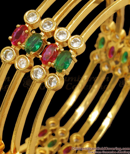 One Gram Gold Stone Bangles | Chidambaram Gold Covering Stone Bangles for Marriage