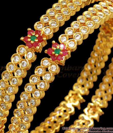 One Gram Gold Stone Bangles | Chidambaram Gold Covering Stone Bangles ...