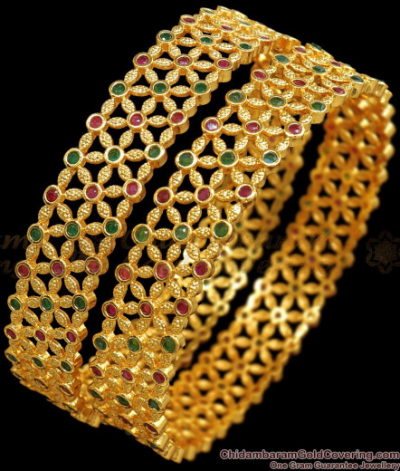 One Gram Gold Stone Bangles | Chidambaram Gold Covering Stone Bangles ...
