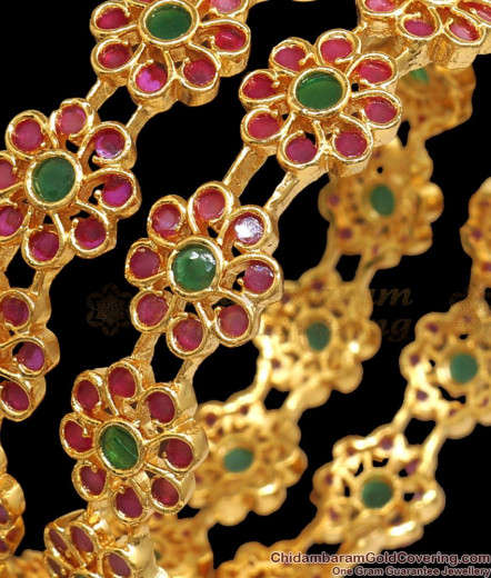 One Gram Gold Stone Bangles | Chidambaram Gold Covering Stone Bangles ...