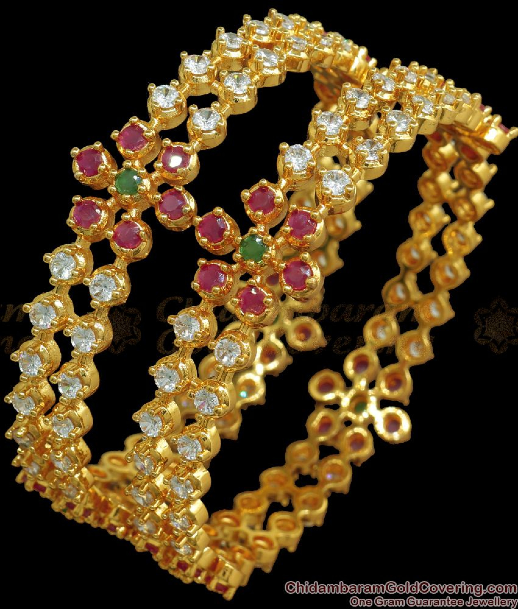 BR1984-2.6 Size Grand Bridal Bangles Set Collections with Semi Precious ...