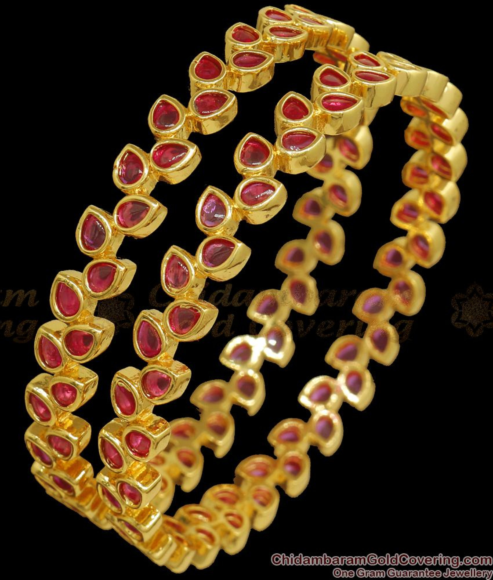 BR2024-2.6 Size Grand Bridal Bangle Collections Real Kemp Stone Gold ...