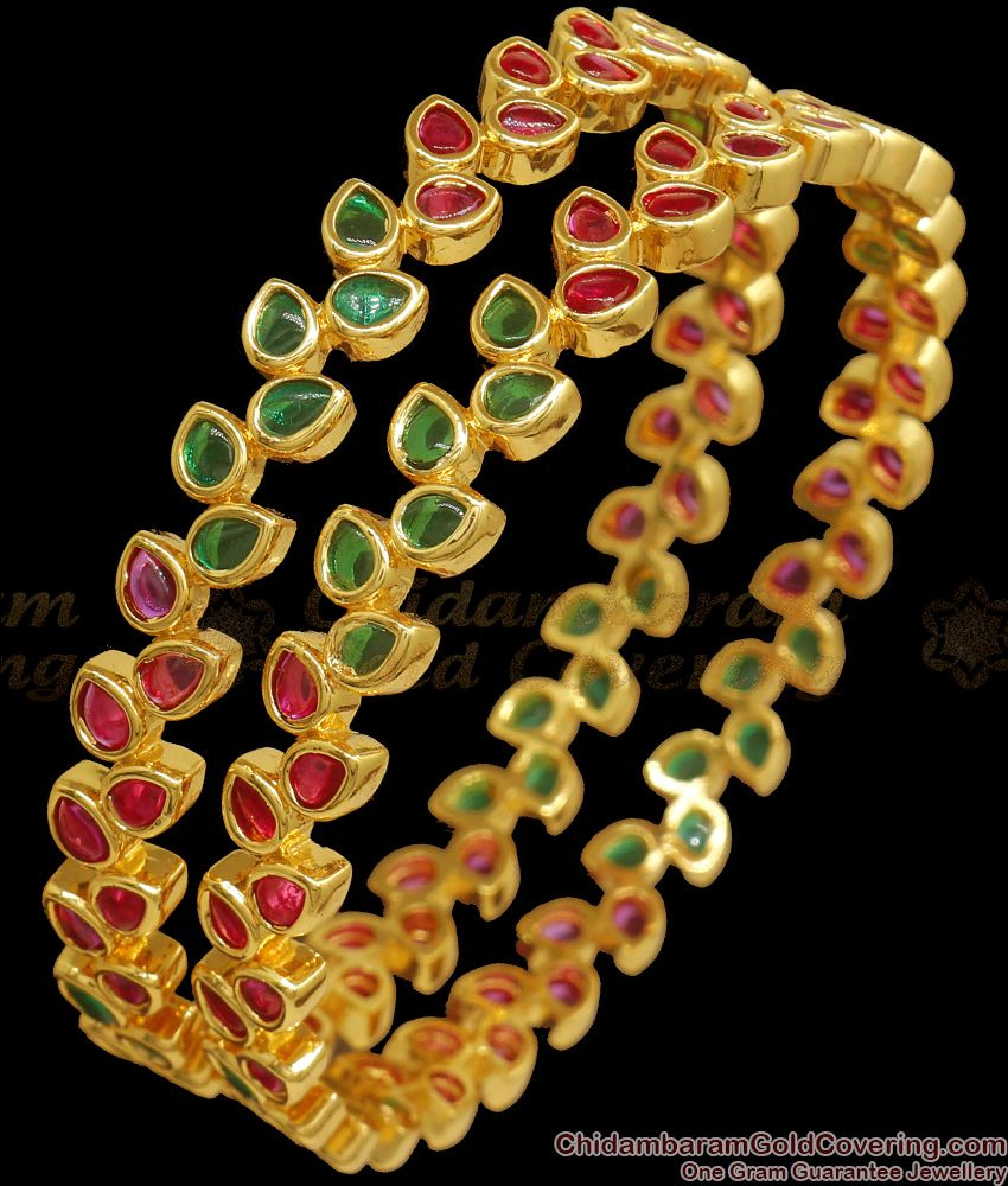 BR2025-2.8 Size Grand Bridal Bangle Collections Real Kemp Stone Gold ...