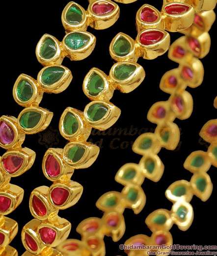 BR2025-2.8 Size Grand Bridal Bangle Collections Real Kemp Stone Gold ...