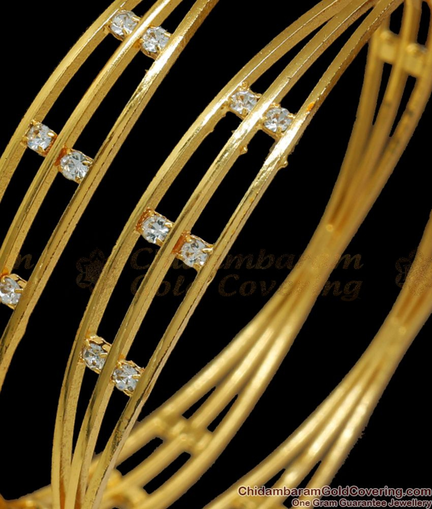 BR2087-2.8 Size 3 Line 1 Gram Gold Bangle With Stones Office and ...