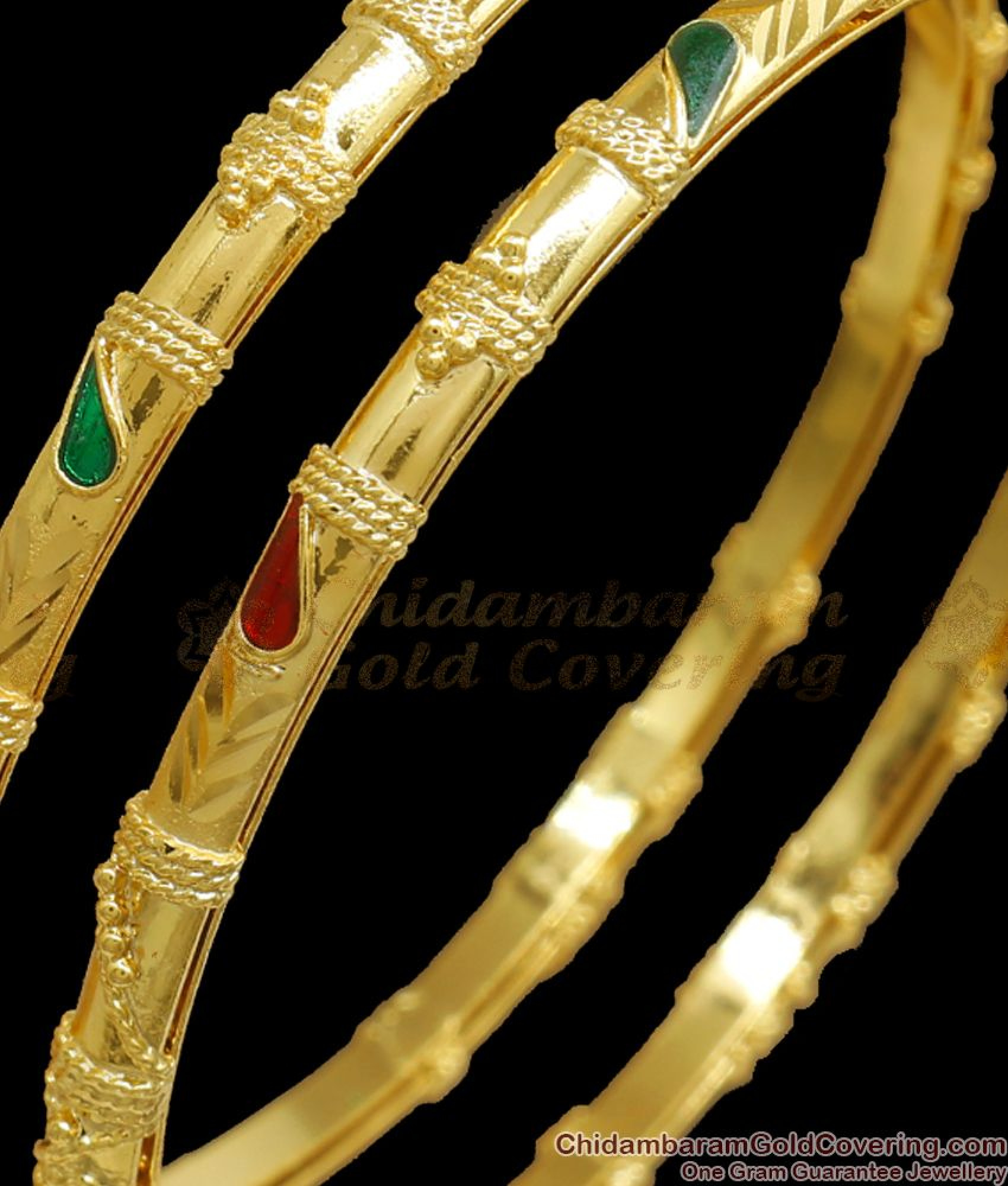 BR2095-2.8 Size Thin Enamel Pattern Forming Bangles Shop Online