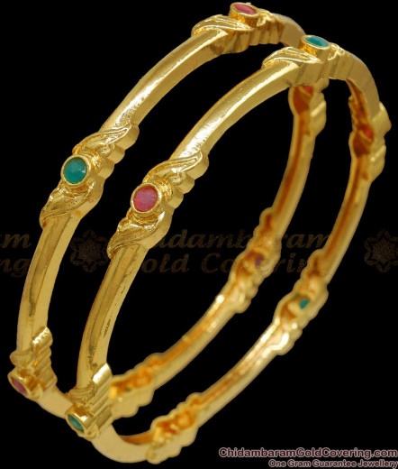 BR2106-2.4 Size Real Gold Tone Bangle Multi Stone Collections