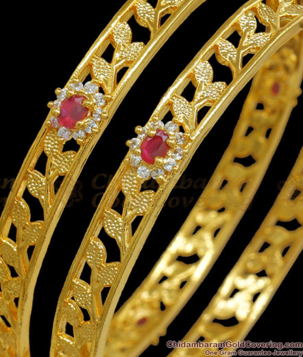 One Gram Gold Stone Bangles | Chidambaram Gold Covering Stone Bangles for Marriage