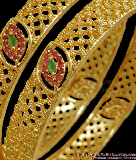 One Gram Gold Stone Bangles | Chidambaram Gold Covering Stone Bangles ...