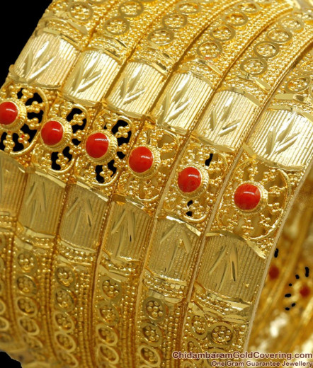 Two Gram Gold Bangles, Plain Bangles and Enamel Meenakari Bangle ...