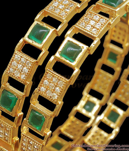 One Gram Gold Stone Bangles | Chidambaram Gold Covering Stone Bangles ...